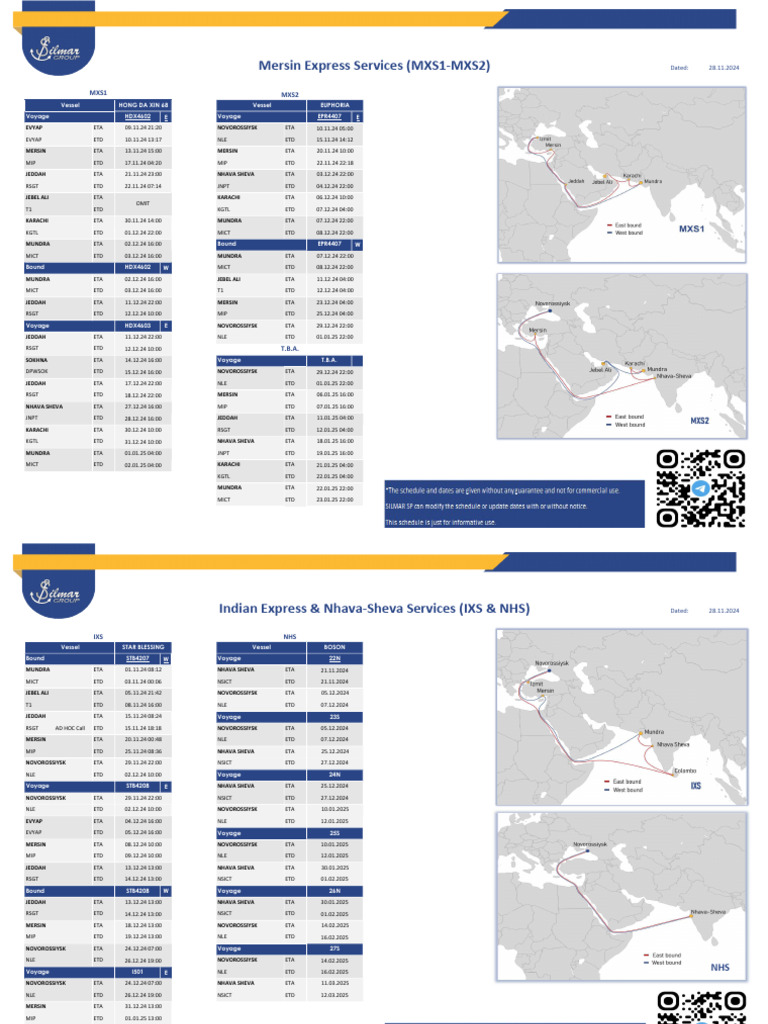 SILMAR SHIPPING SCHEDULE Upd On 28.11.2024 | PDF