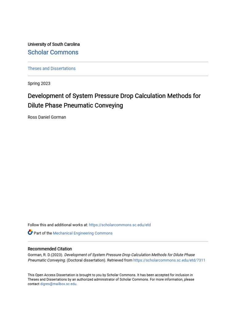 Development of System Pressure Drop Calculation Methods for Dilut | PDF | Force | Fluid Dynamics