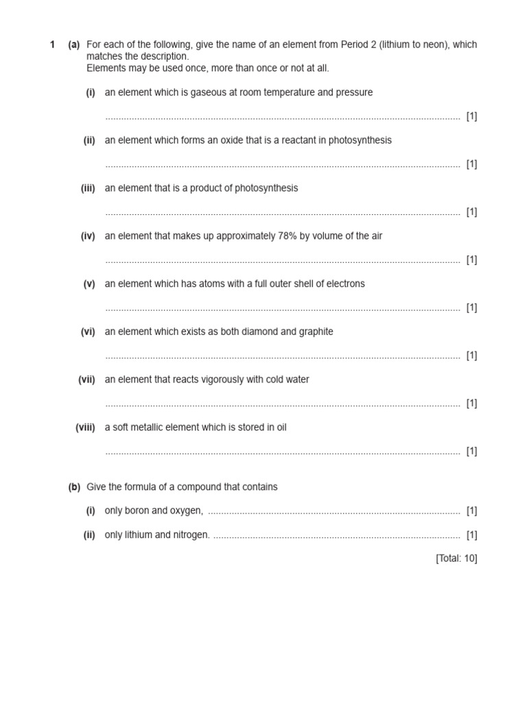 Worksheet-1 Periodic table | PDF | Chemical Elements | Sodium
