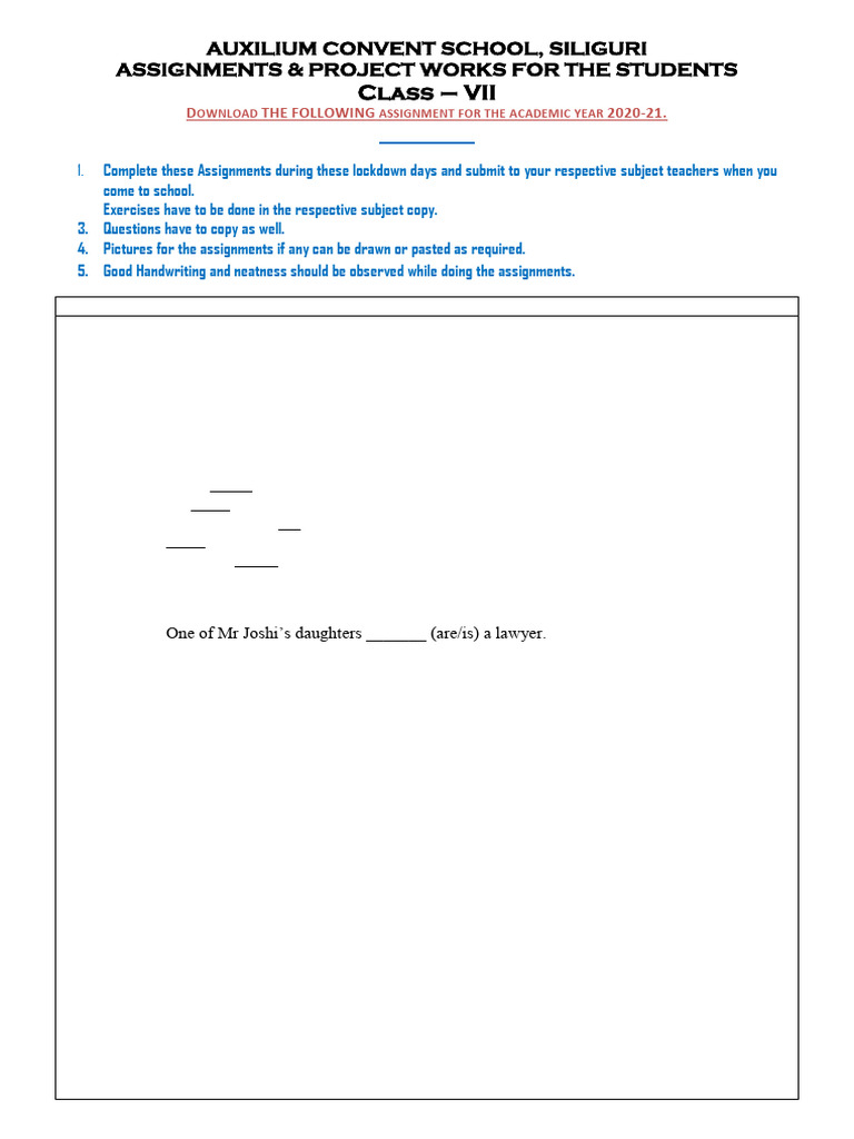 ASGMT_CLASS_VII | PDF | Division (Mathematics) | Urinary System