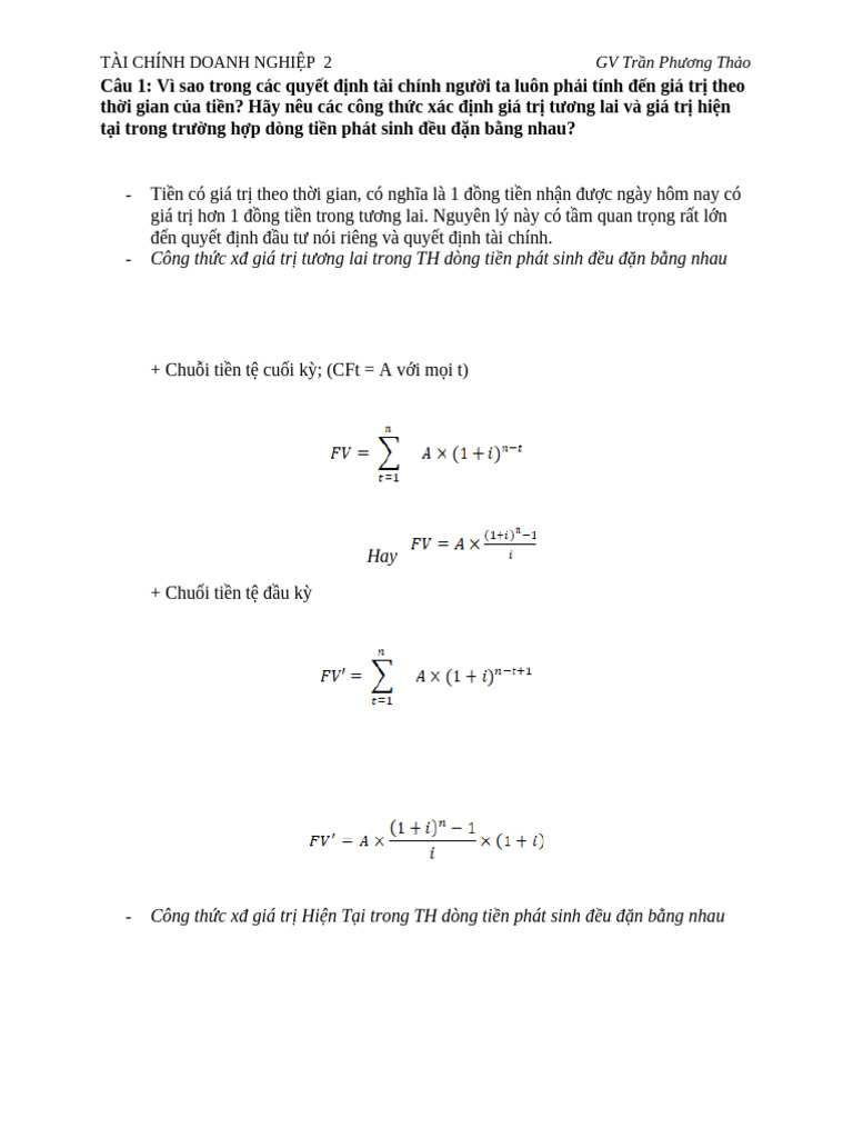 CÂU HỎI LÝ THUYẾT TCDN2 | PDF