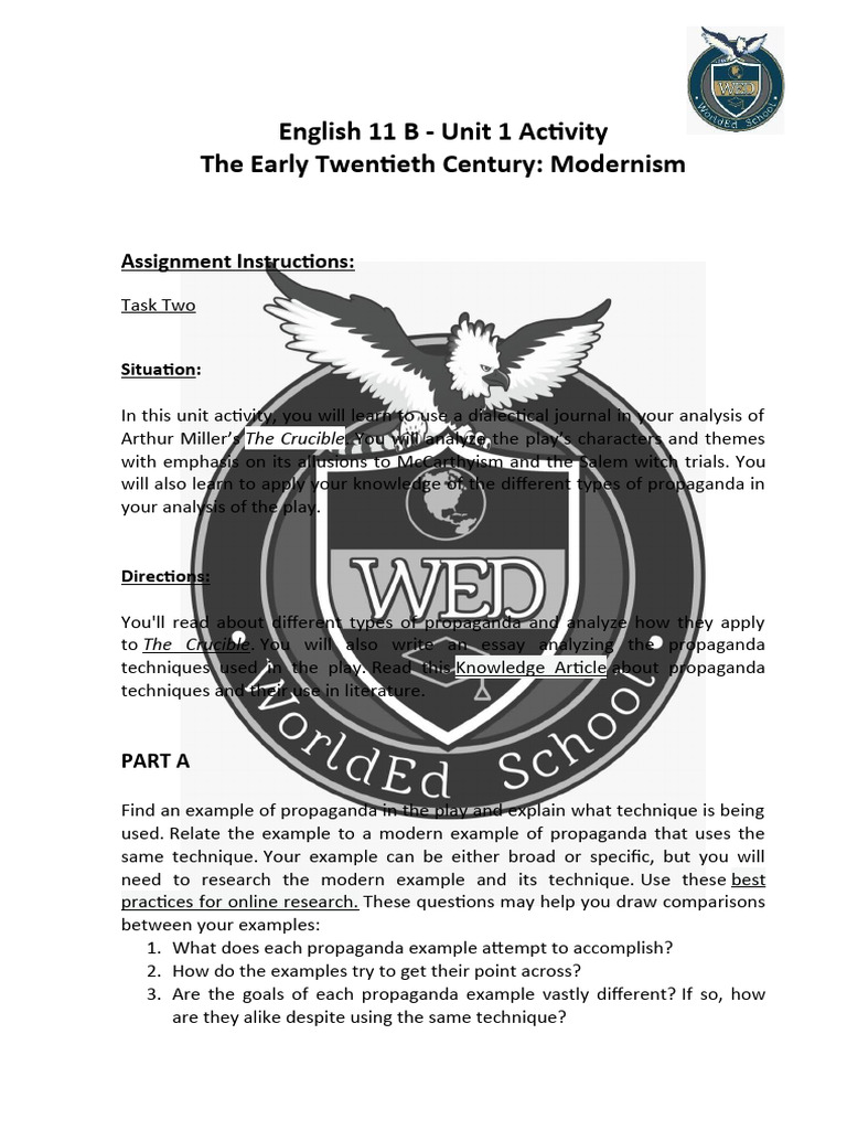 Analyzing Propaganda in The Crucible | PDF