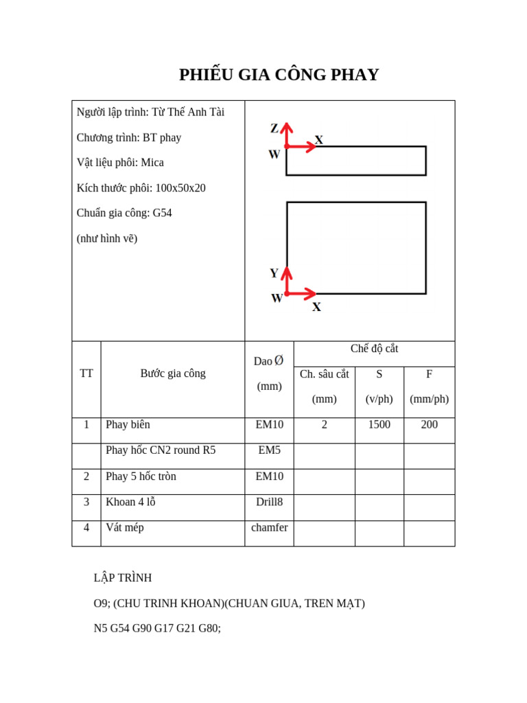 PHIẾU GIA CÔNG PHAY | PDF