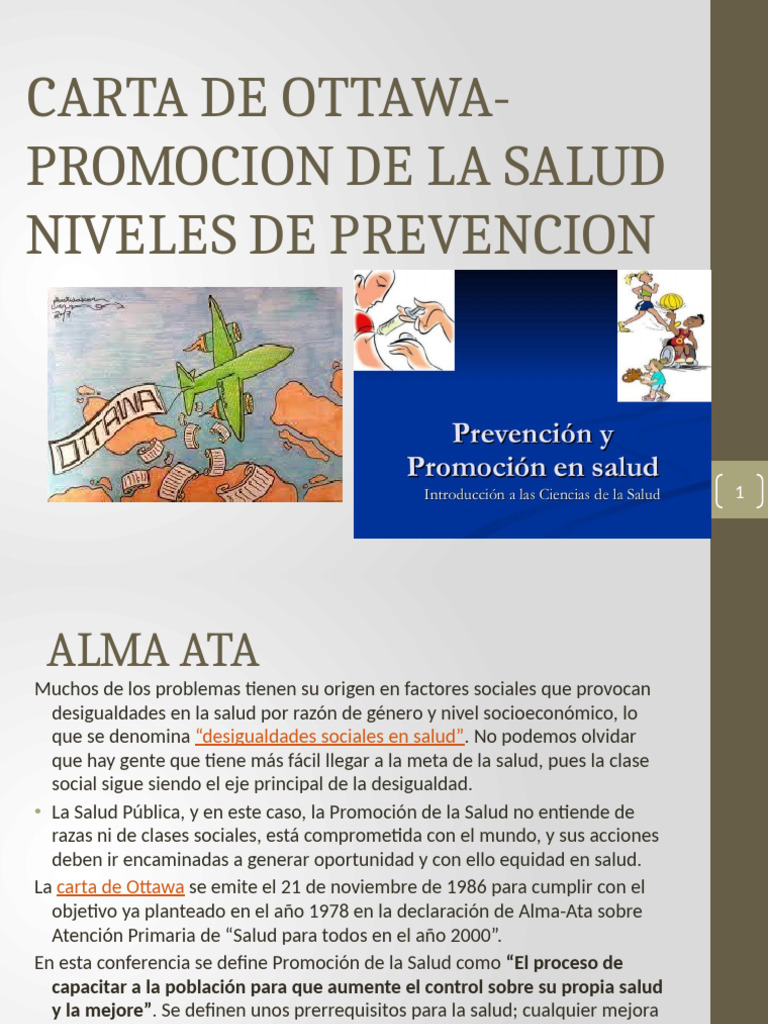 Carta de Ottawa y Promoción de la Salud | PDF | Promoción de la salud ...