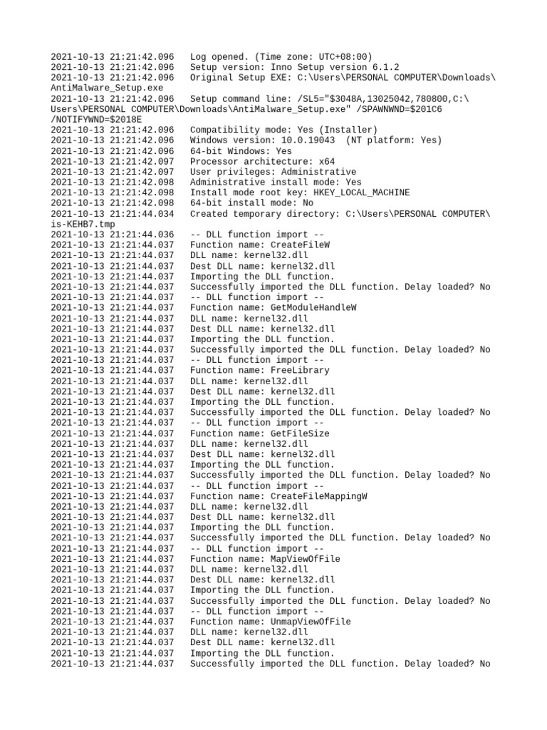 Setup Log 2021-10-13 #003 | PDF | Windows Registry | Microsoft Windows
