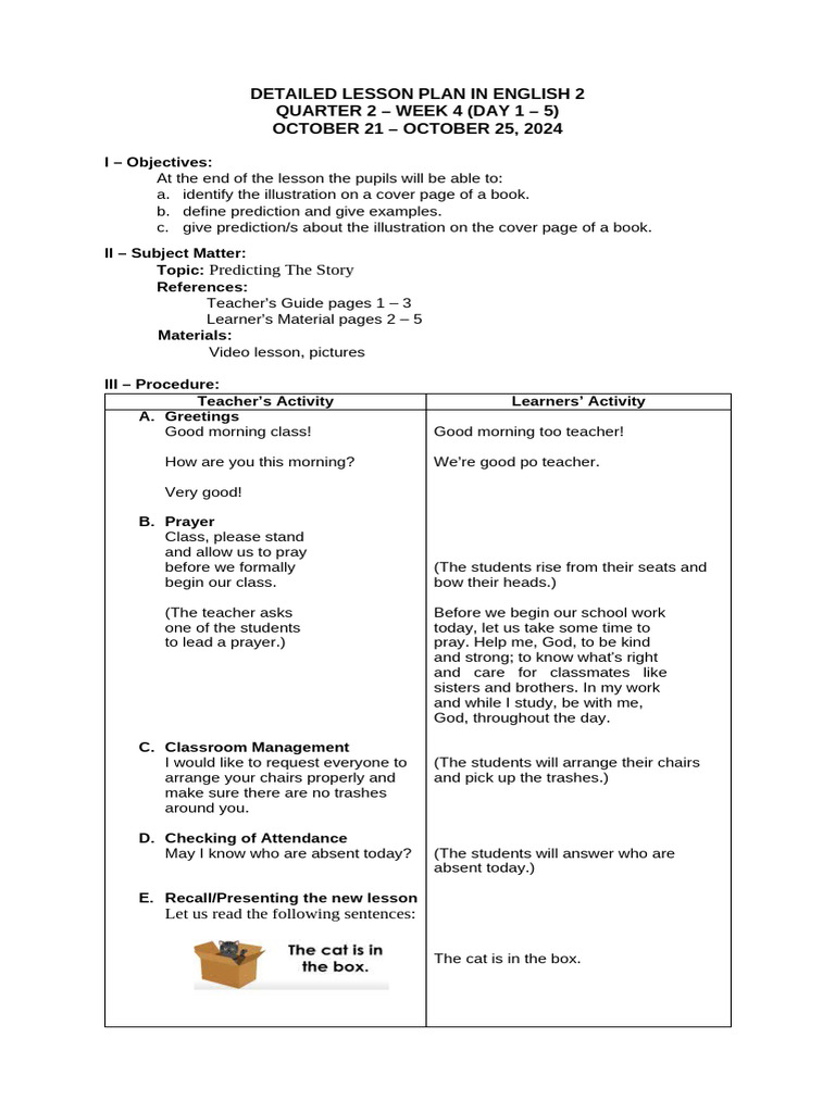 Dlp 2nd Quarter Week 4 | PDF | Lesson Plan | Prayer