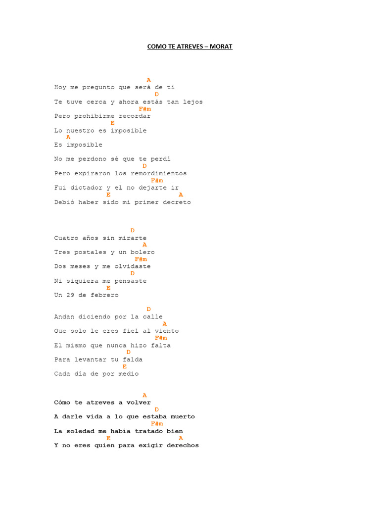 Cómo Te Atreves: Análisis de Morat | PDF
