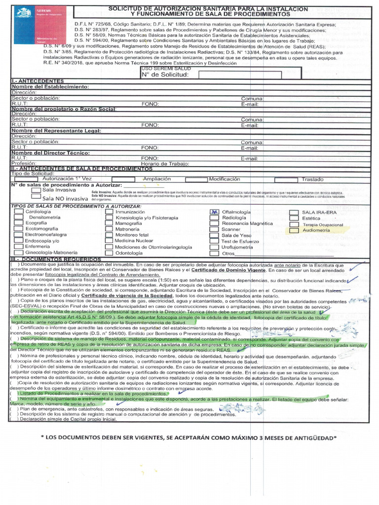 Solicitud de Autorizacion Sanitaria | PDF