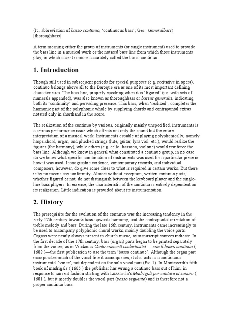 Basso Continuo | PDF | Performing Arts | Classical And Art Music Traditions