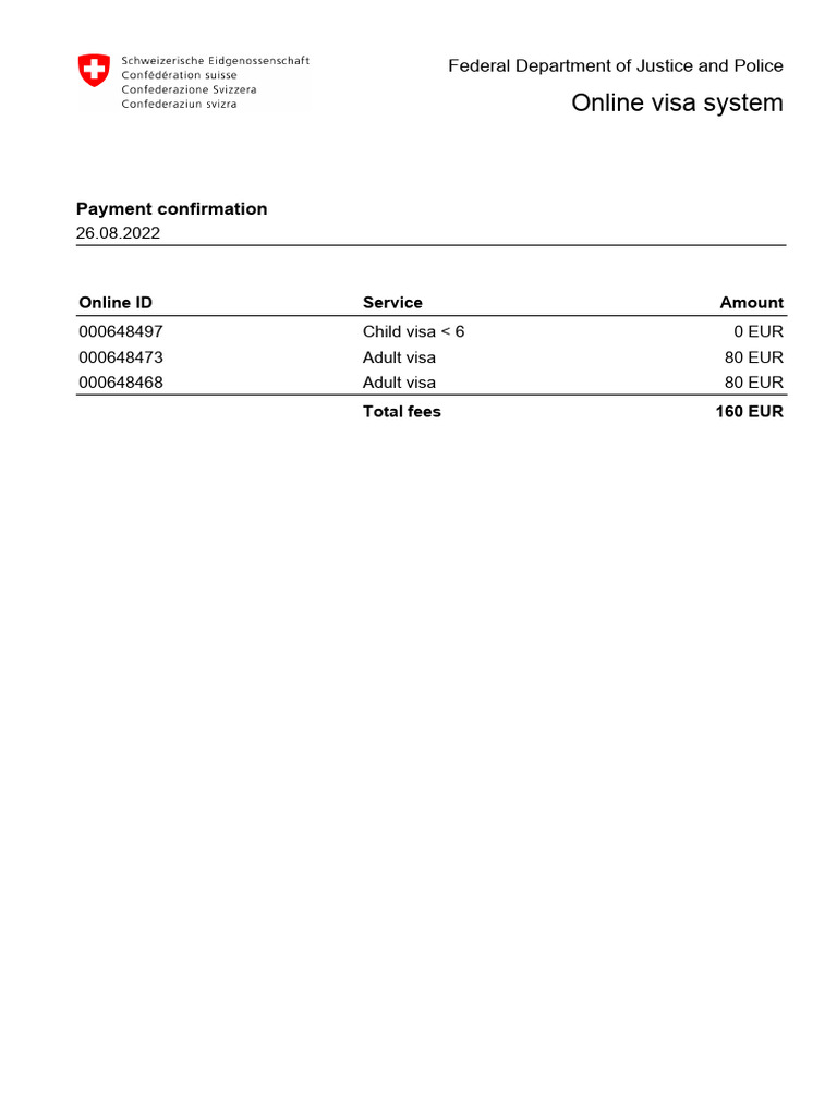 Visa Payment Confirmation Details | PDF