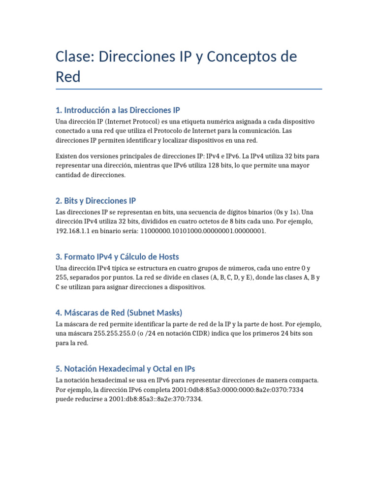 Clase_IP_y_Conceptos_de_Red | PDF