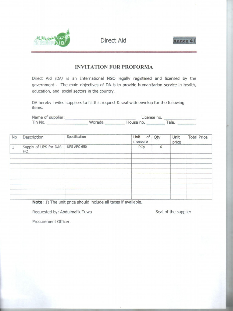 Invitation for Profoma | PDF