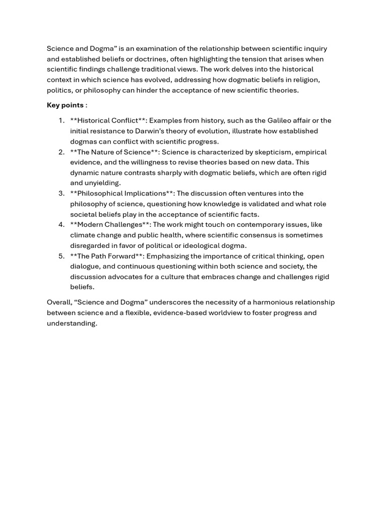 Science vs. Dogma: A Historical Analysis | PDF