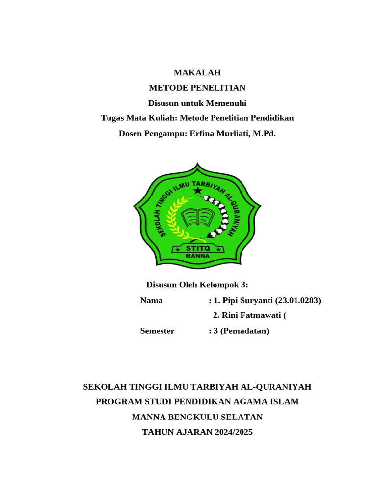 MAKALAH METODE PENELITIAN | PDF