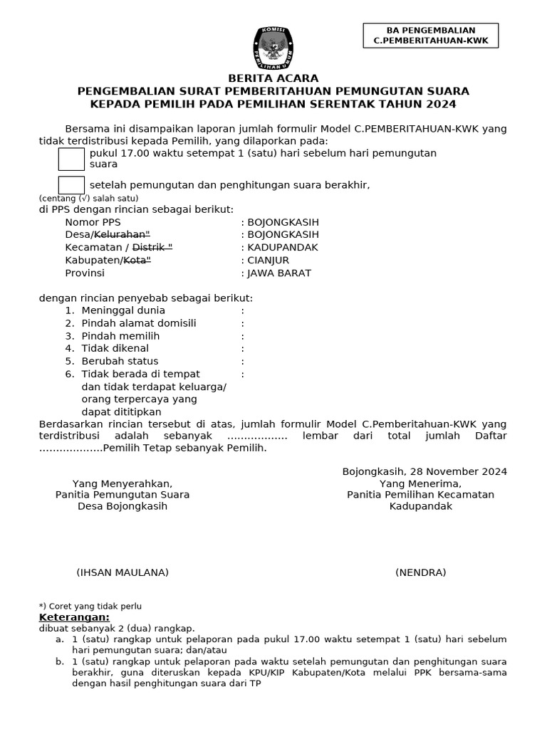 Berita Acara Pengembalian | PDF