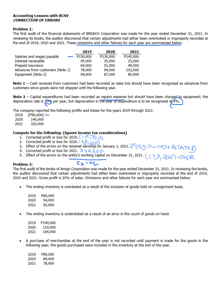 Accounting Error Corrections Guide | PDF | Expense | Interest