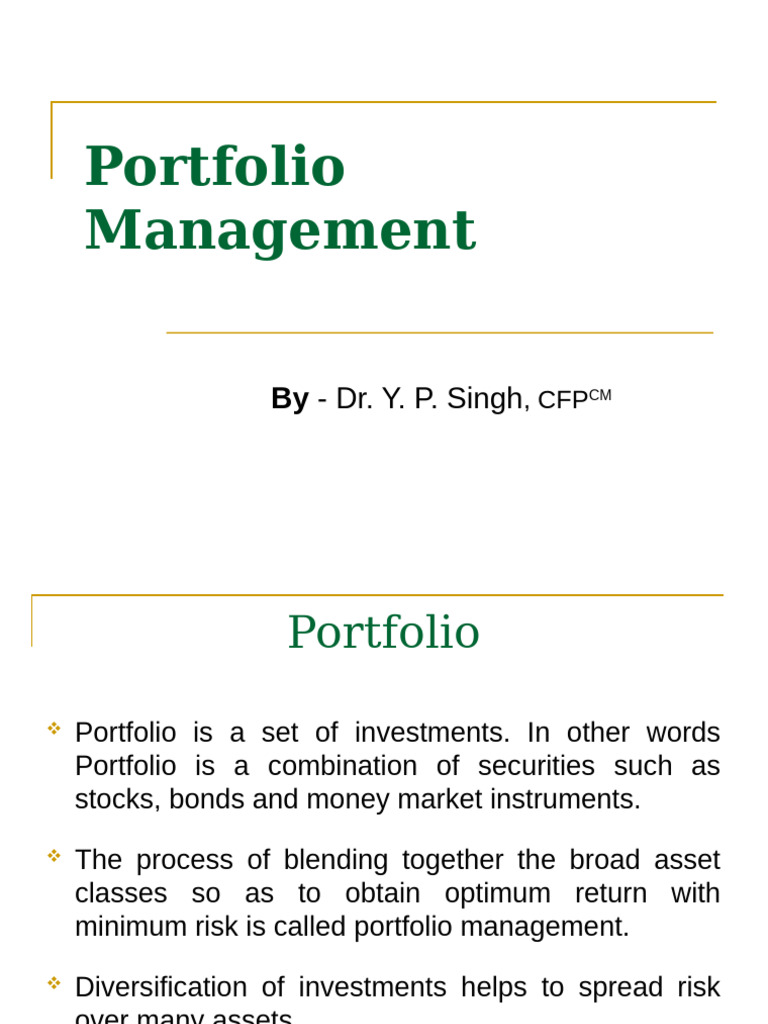 3.0 Portfolio Management | PDF | Modern Portfolio Theory | Investing