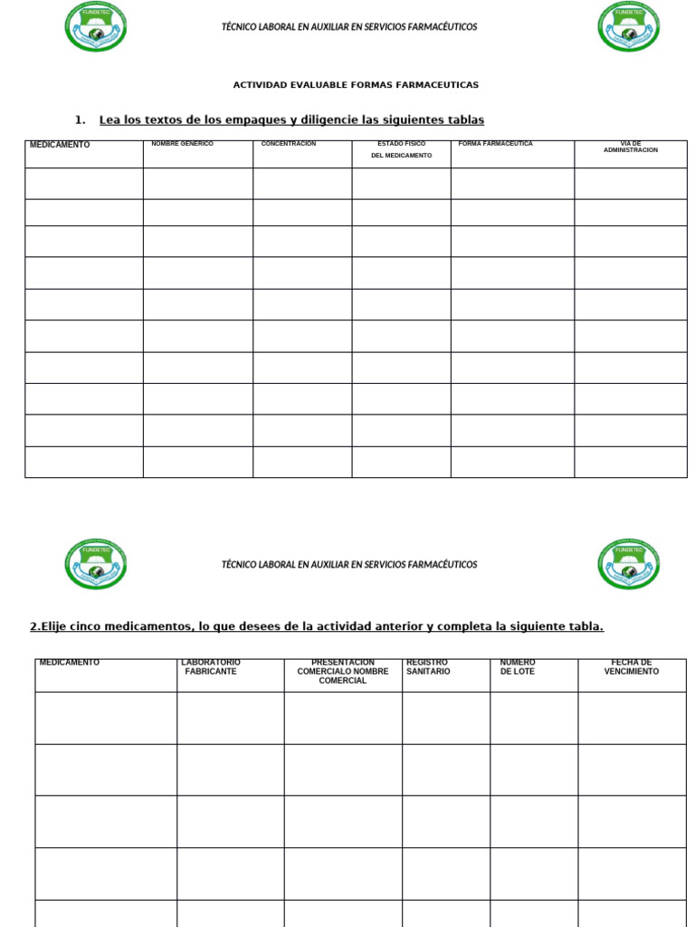Actividad Evaluable Formas Farmacéuticas | PDF