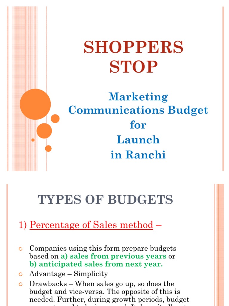 Shoppers Stop - Budget | PDF | Marketing | Budget