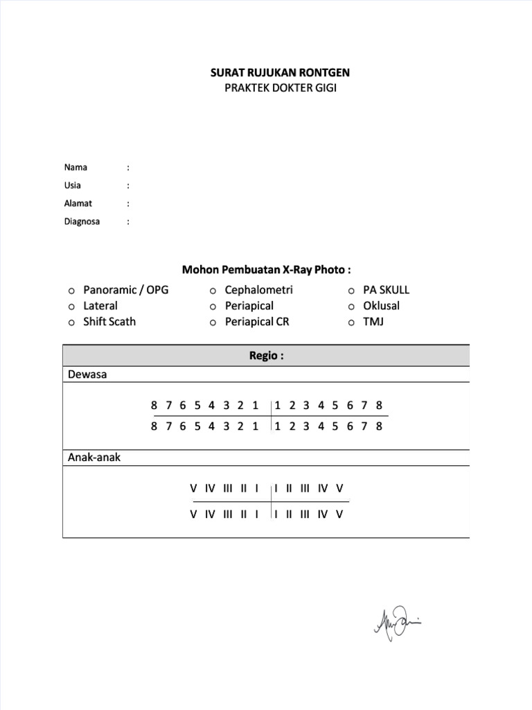 Surat Rujukan Rontgen Gigi | PDF