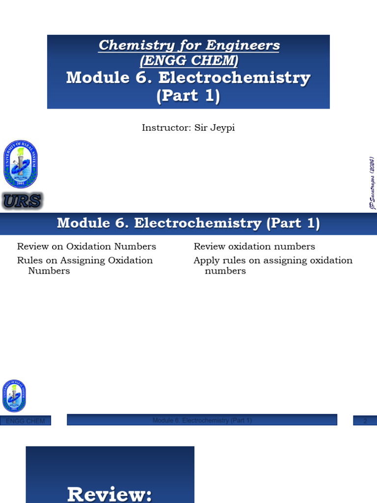 EnggChem Module 6_ST | PDF | Redox | Chemical Compounds