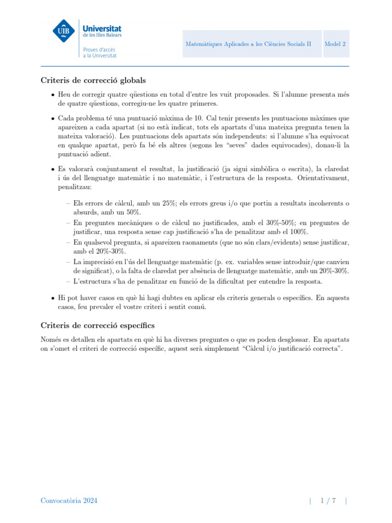 Criteris MATEMSOCIALSII JUNY 2024 | PDF