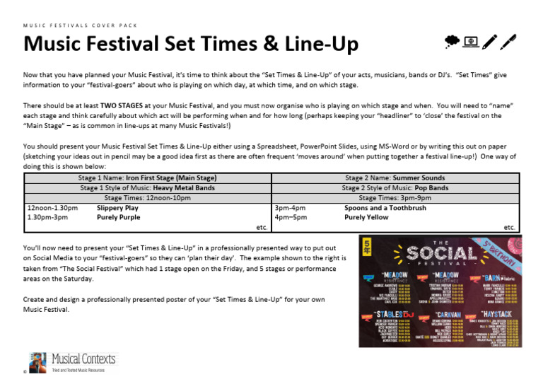 Music Festival Set Times and Line Up | PDF