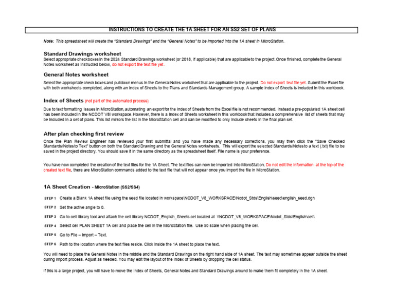 Instructions For General Notes - Standard Drawings - SS2 | PDF ...