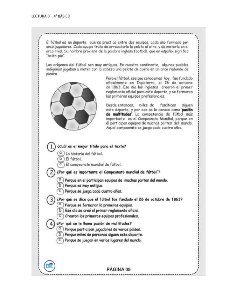 Lectura 3 - 4° Básico | PDF