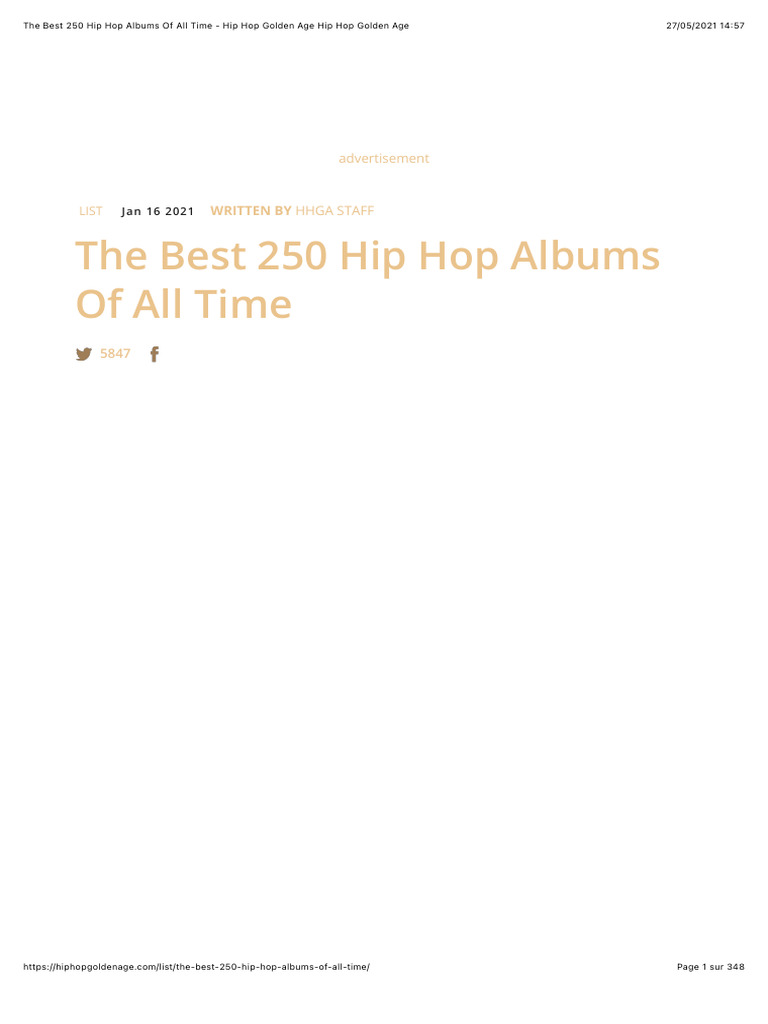 The Best 250 Hip Hop Albums of All Time - Hip Hop Golden Age Hip Hop Golden Age | PDF | African ...