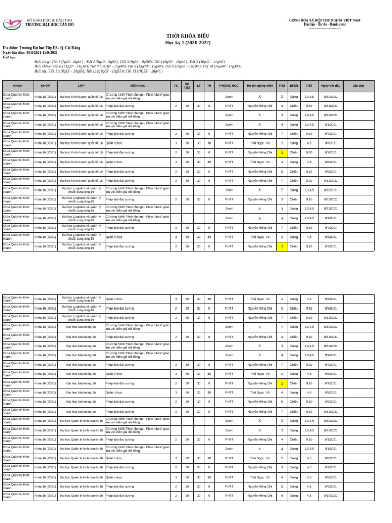 Thoikhoabieu_HK1_2021-2022_K16_28.8.2021 | PDF
