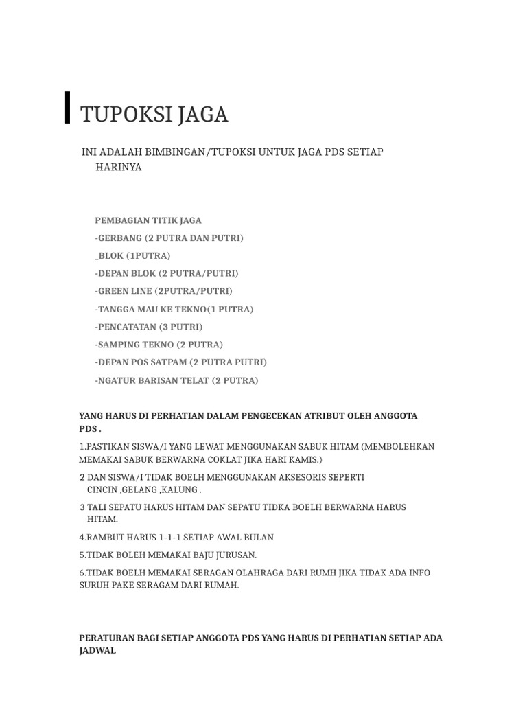 Tupoksi Jaga | PDF