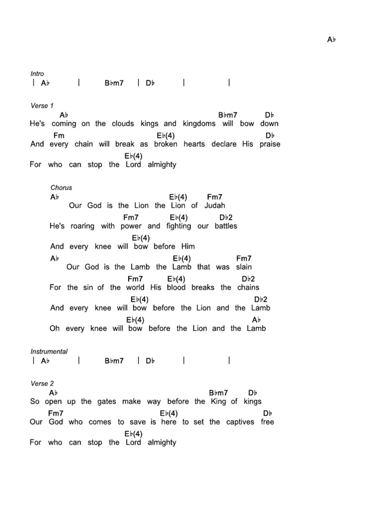 The Lion and The Lamb - SongSelect Chart in Ab | PDF