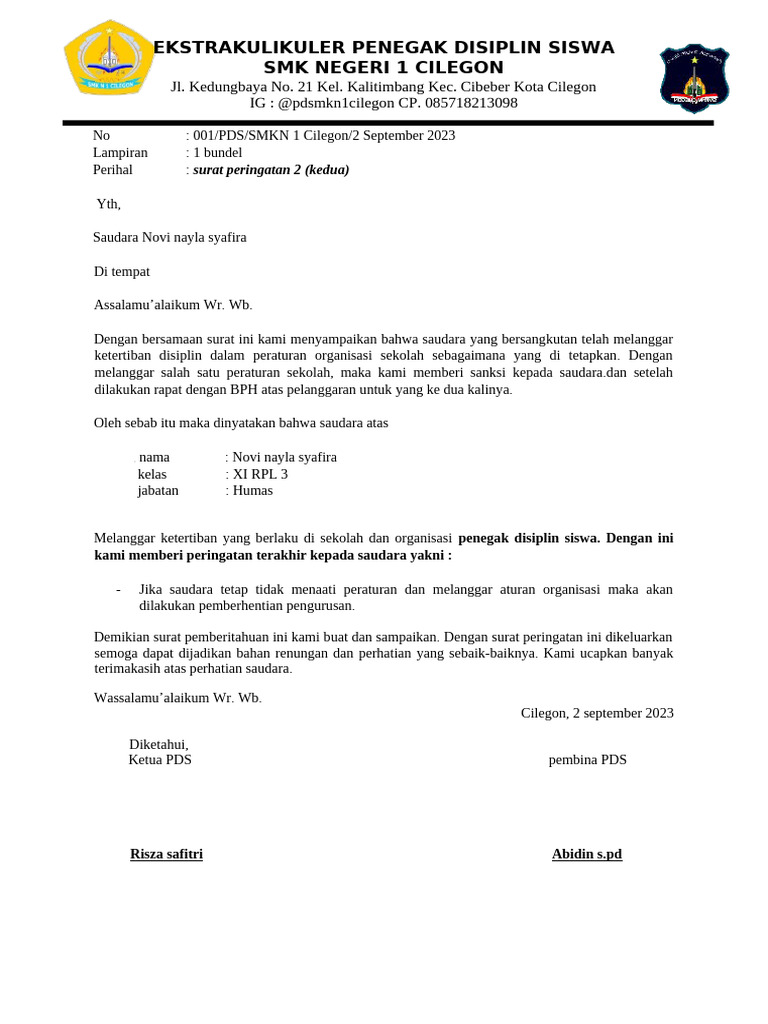 Surat_peringatan_kedua 2 | PDF