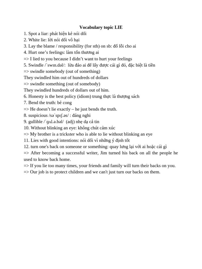 Vocab Topic Lie | PDF