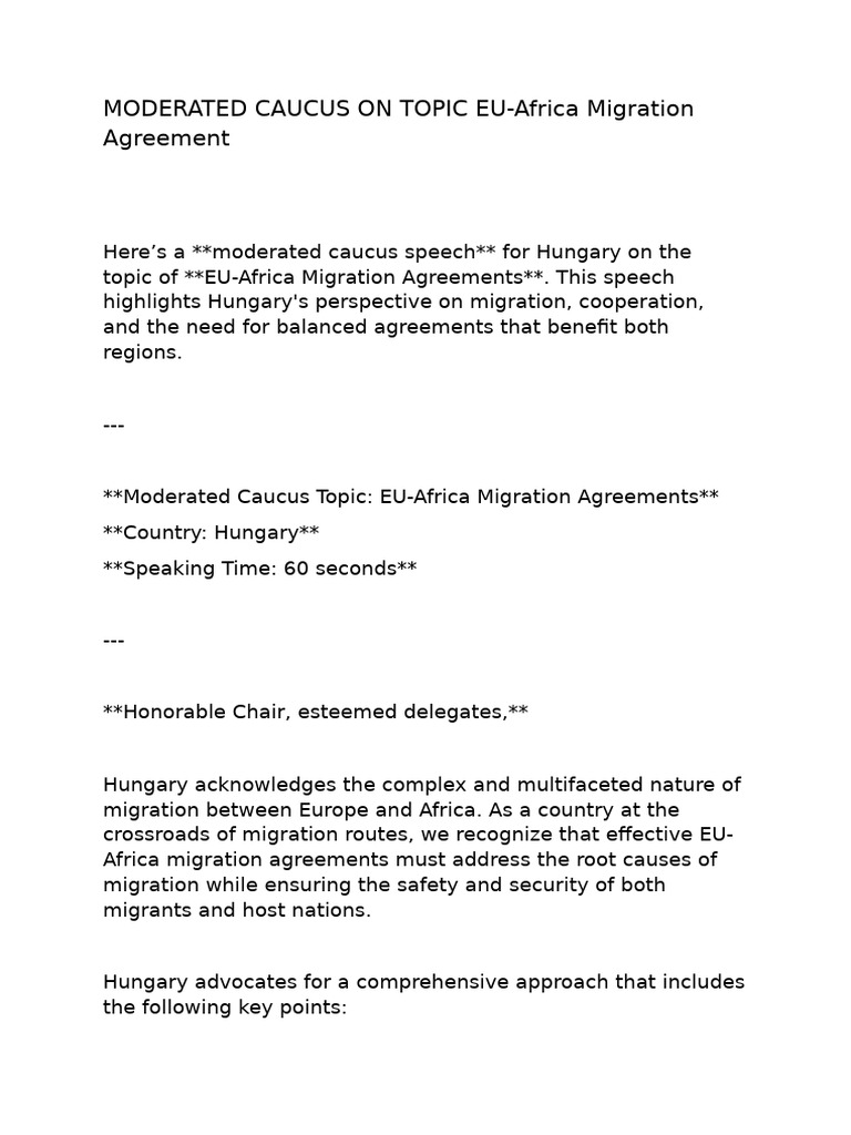Moderated Caucus On Topic Eu Africa Migration | PDF | Human Migration ...