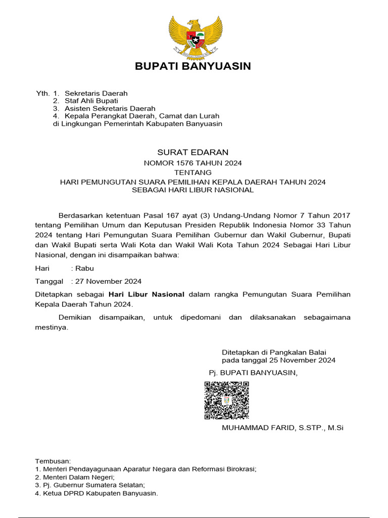 EDARAN Libur PILKADA 2024 | PDF