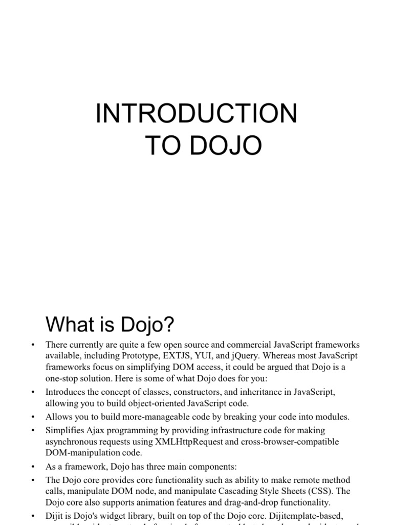 Introduction To Dojo | PDF | Widget (Gui) | Java Script