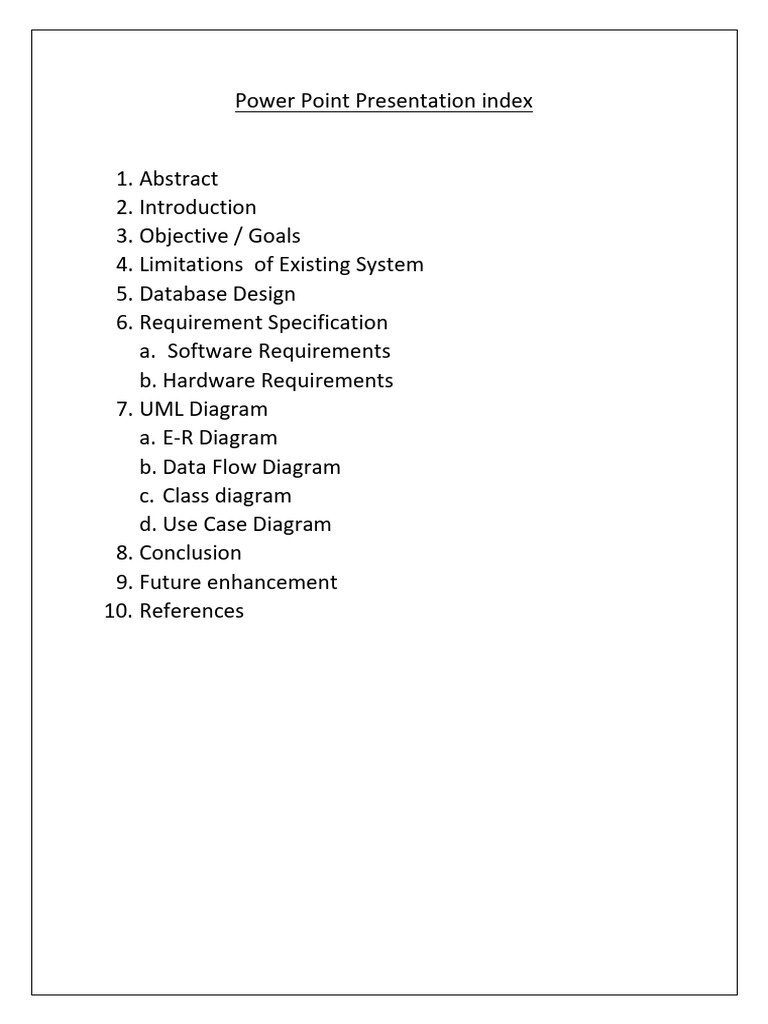 Mini Project PPT Index | PDF