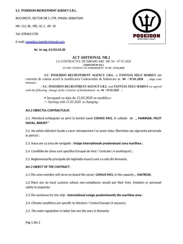 Act Aditional - Tanvuia Nelu Marius - Comus MCS | PDF