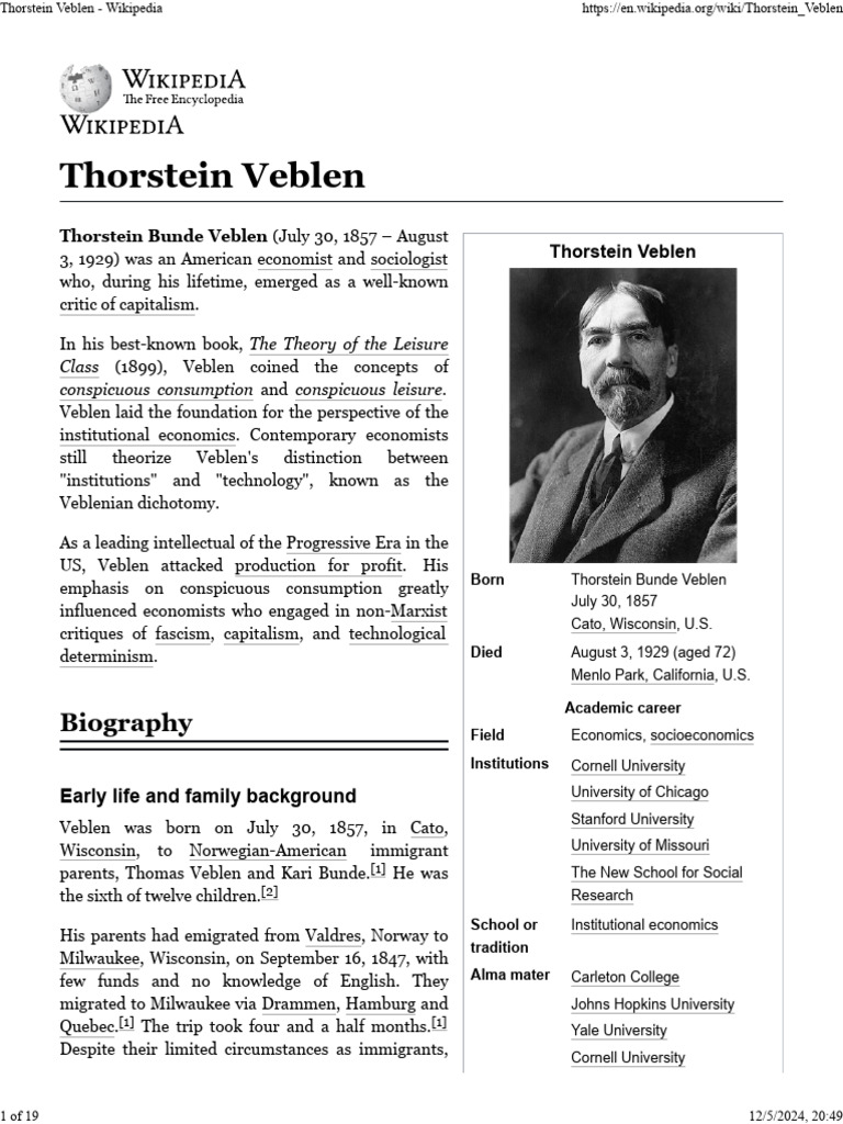 jhgd | PDF | Thorstein Veblen | The Theory Of The Leisure Class