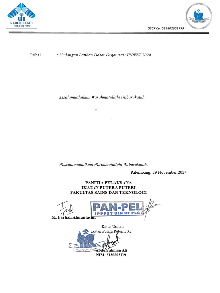 223-Undangan Semaf Saintek | PDF