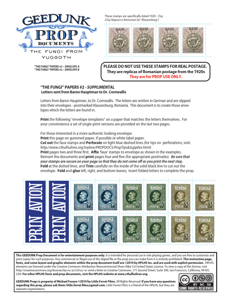 Geedunk Fungi-extras v2 | PDF | Postage Stamp | Envelope