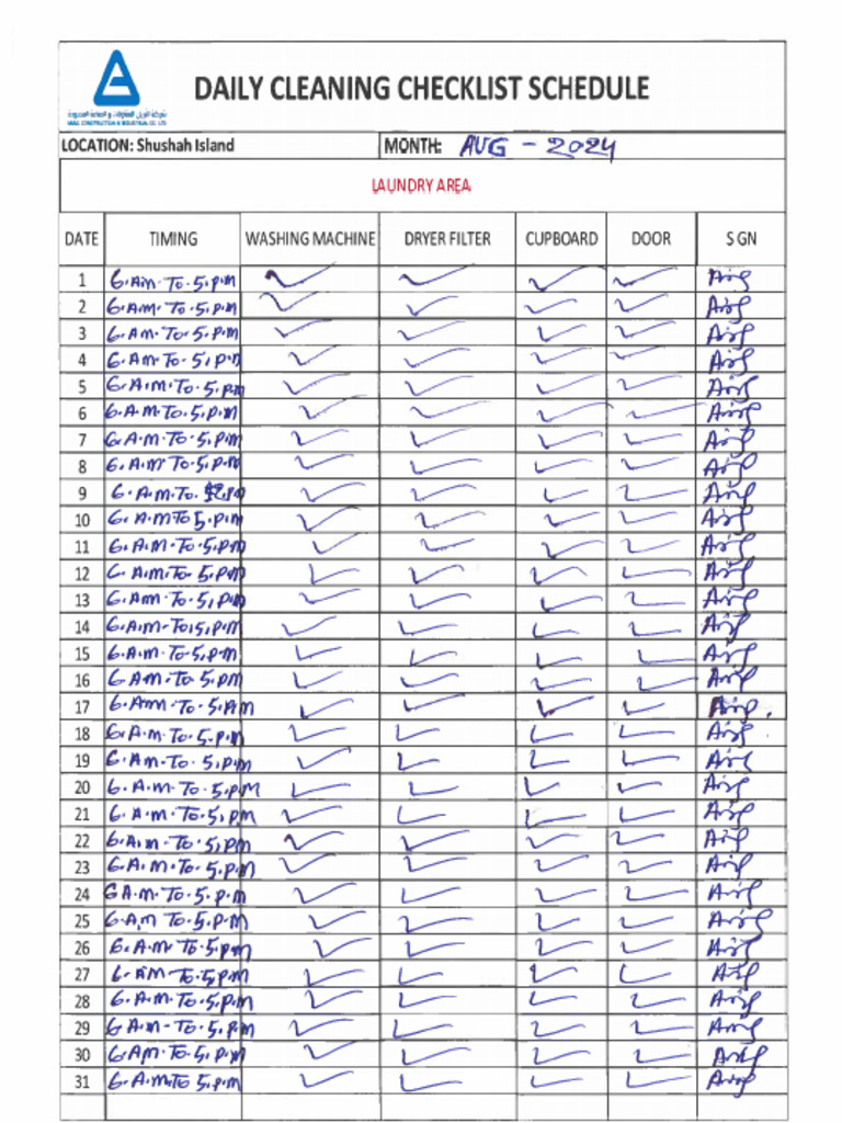 Laundry Checklist AUG 2024 | PDF