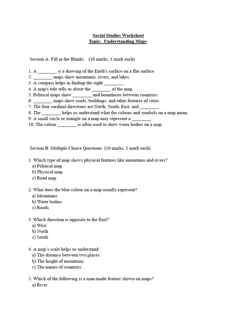 Social Studies Worksheet | PDF | Map