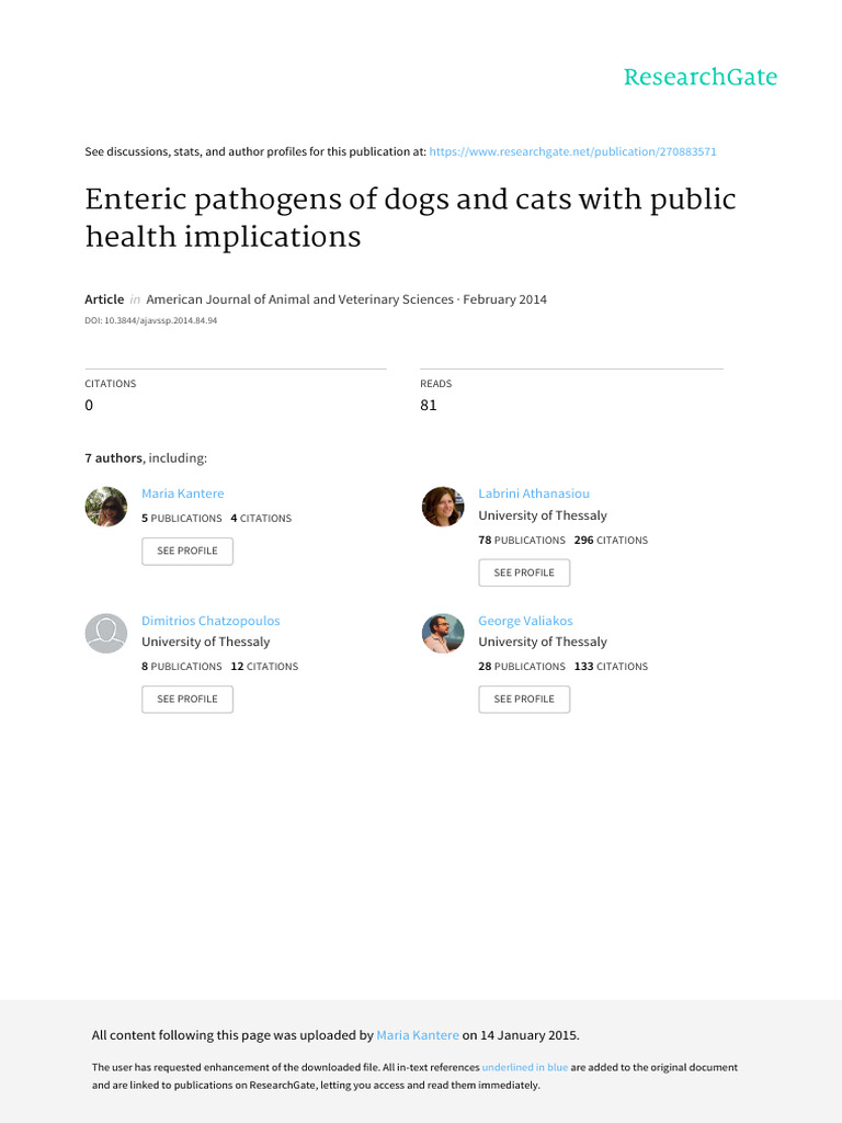 Enteric Pathogens of Dogs and Cats With | PDF | Clinical Medicine ...