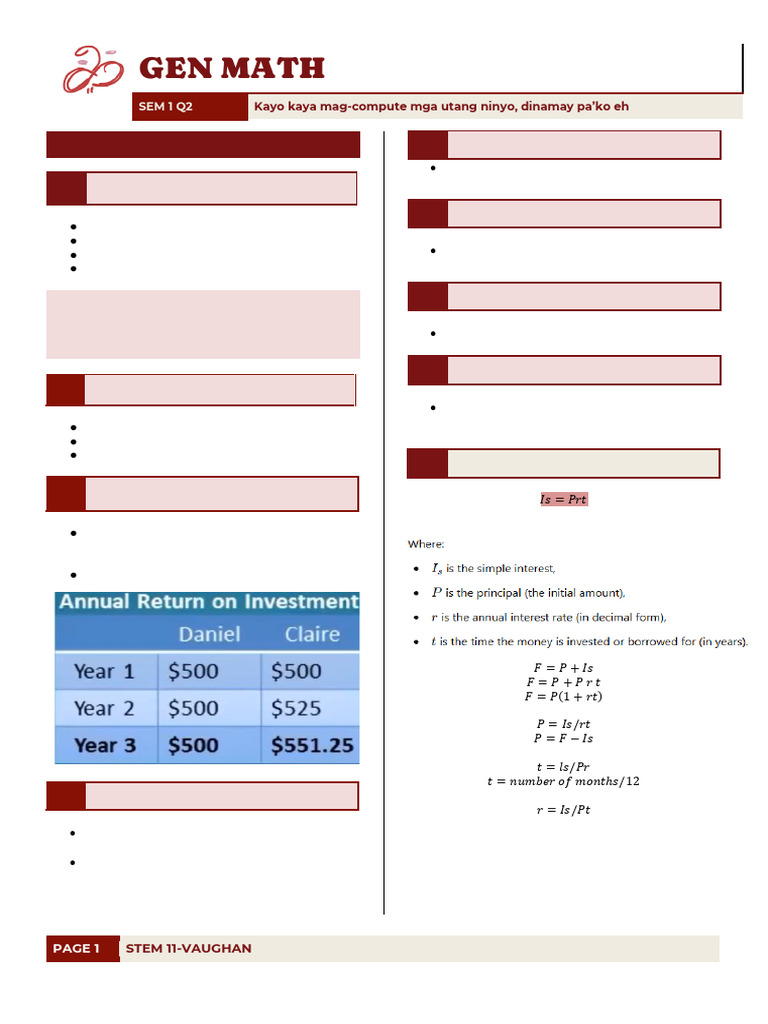Genmath Finals Reviewer 2024-2025 | PDF | Stocks | Bonds (Finance)