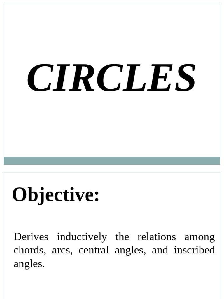 CIRCLESchords-arcs-central-angles-inscribed-angles | PDF | Circle | Angle