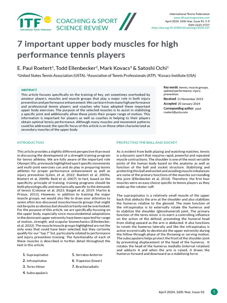 Key Upper Body Muscles for Tennis Performance | PDF | Anatomical Terms ...