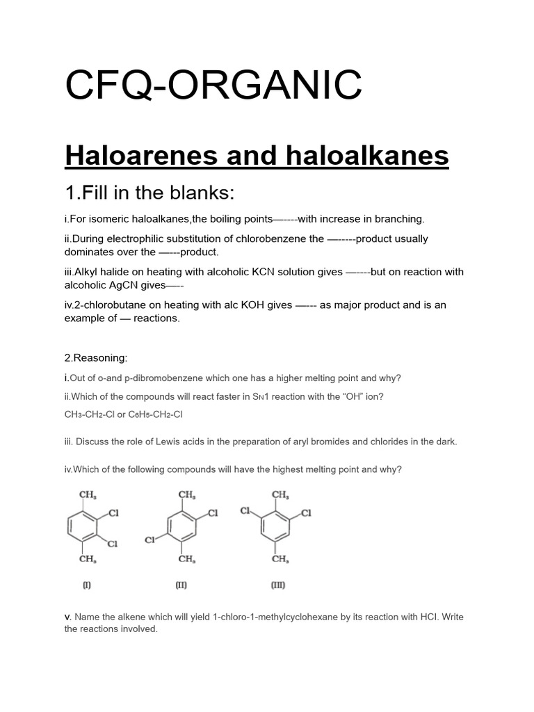 Chemistry Exam Prep: Halo Compounds | PDF | Ether | Aldehyde